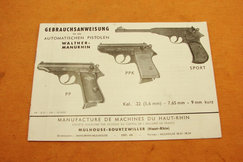 WALTHER Manurhin PPK PP MANUAL - Genuine militaria WALTHER Manurhin PPK PP MANUAL - Genuine militaria